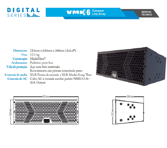 Caixa Line Array Mark Audio Vmk6 Ativa - Mercadão da Música